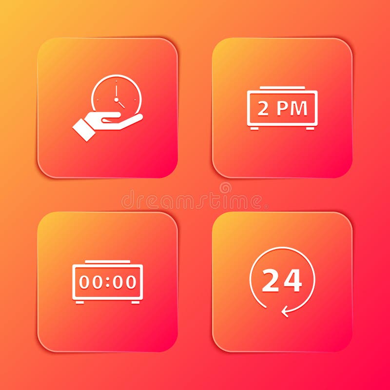 Set Clock, Digital Alarm Clock, and 24 Hours Icon. Vector Stock ...