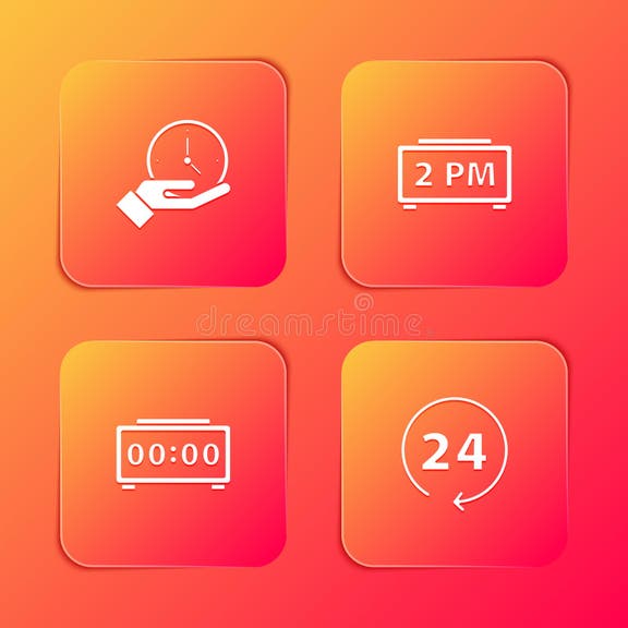 Set Clock, Digital Alarm Clock, and 24 Hours Icon. Vector Stock ...