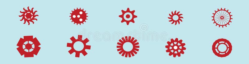 Set of Clock Gear Cartoon Icon Design Template with Various Models ...