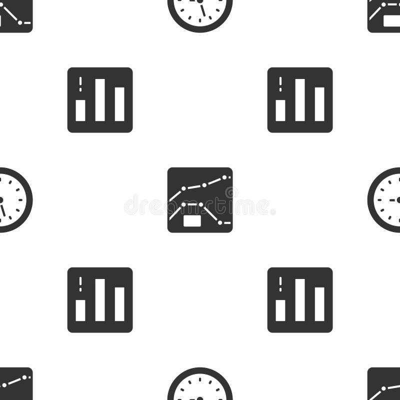 Set Clock, Graph, Chart, Diagram and Pie Infographic on Seamless ...