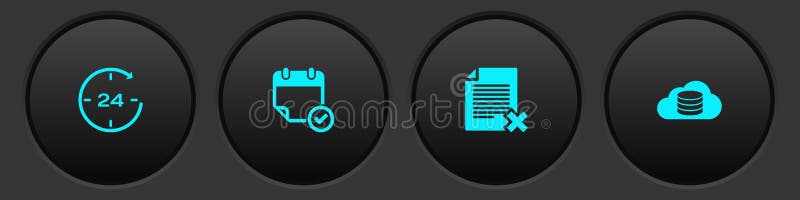 Set Clock 24 Hours Calendar With Check Mark Delete File Document And