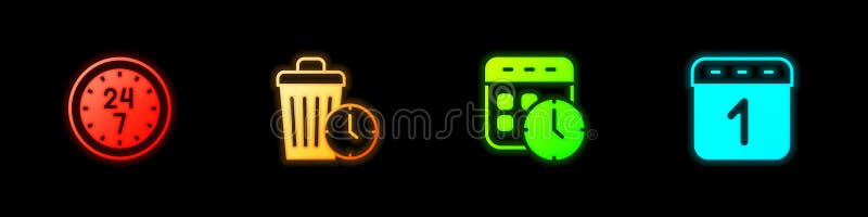 Set Clock 24 Hours, Waste of Time, Calendar and Clock and Icon. Vector ...