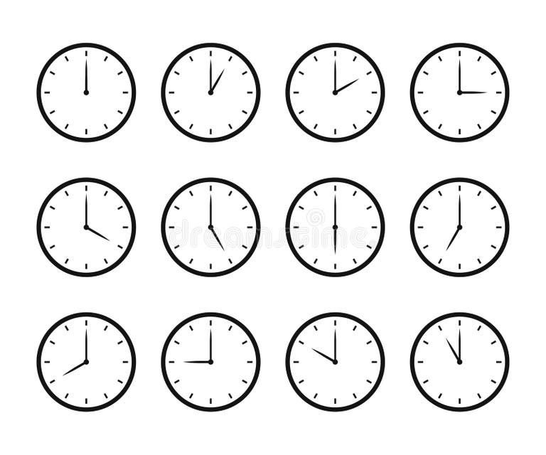 Set of Clock Icon for Every Hour. 12 Hour Clock Icon Stock Vector ...