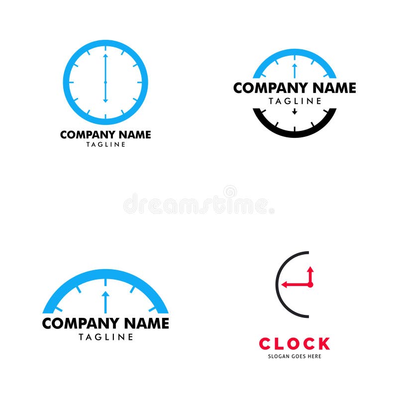 Set of Clock Icon Logo Design Template Stock Vector - Illustration of ...