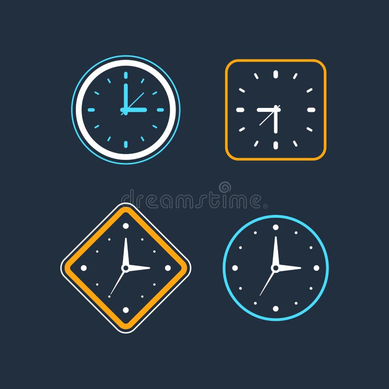 Set of Clock Icon Vector. Flat Design Element Watch Stock Vector ...