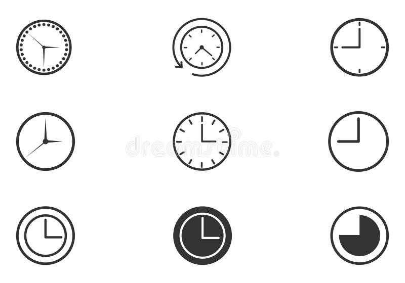 Set of Clock Icons. Time Clock Icons Collection Vector Illustration ... Set of Clock Icons. Time Clock Icons Collection Vector Illustration ...