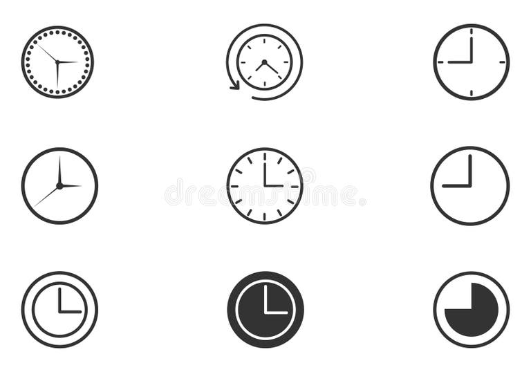 Set of Clock Icons. Time Clock Icons Collection Vector Illustration. Stock Vector - Illustration ...