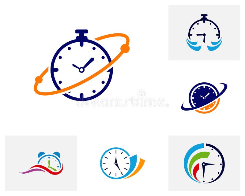 Set of Clock Logo Design Concept . Time Management Logo Template ...