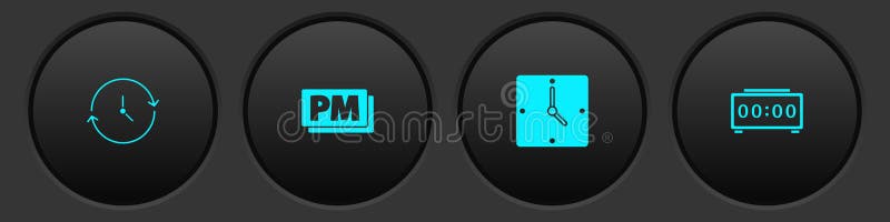 Set Clock, PM, and Digital Alarm Clock Icon. Vector Stock Vector ...