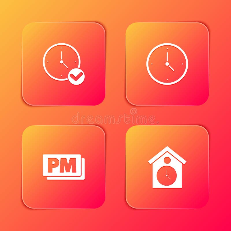 Set Clock, , PM and Retro Wall Watch Icon. Vector Stock Vector ...