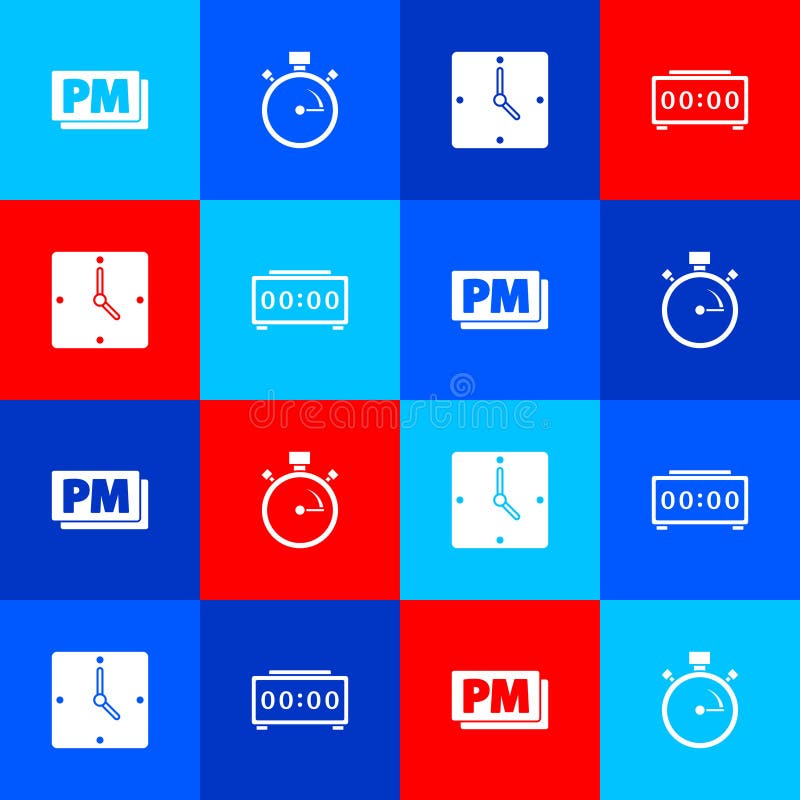 Set Clock PM, Stopwatch, and Digital Alarm Clock Icon. Vector Stock ...