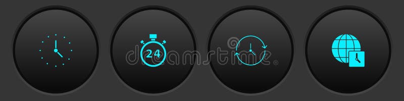 Set Clock, Stopwatch 24 Hours, and World Time Icon. Vector Stock Vector ...
