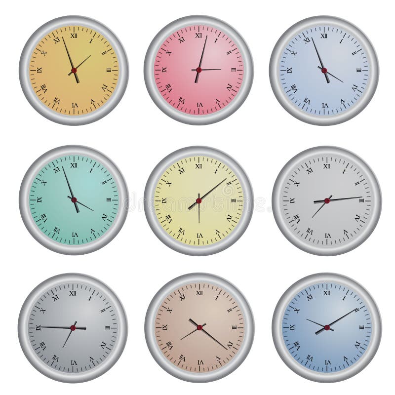 Set of Clock Vector stock vector. Illustration of time - 41624350
