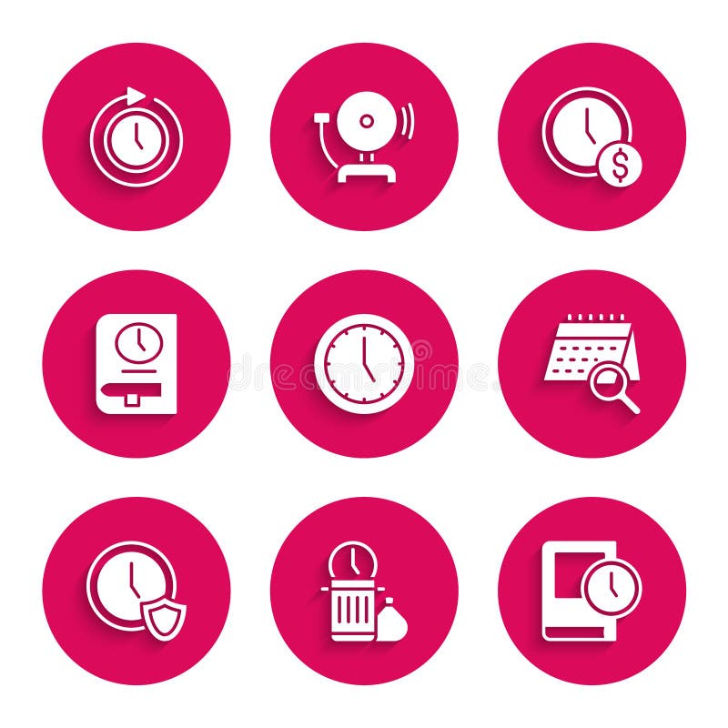 Set Clock, Waste of Time, Time for Book, Calendar Search, with Shield ...