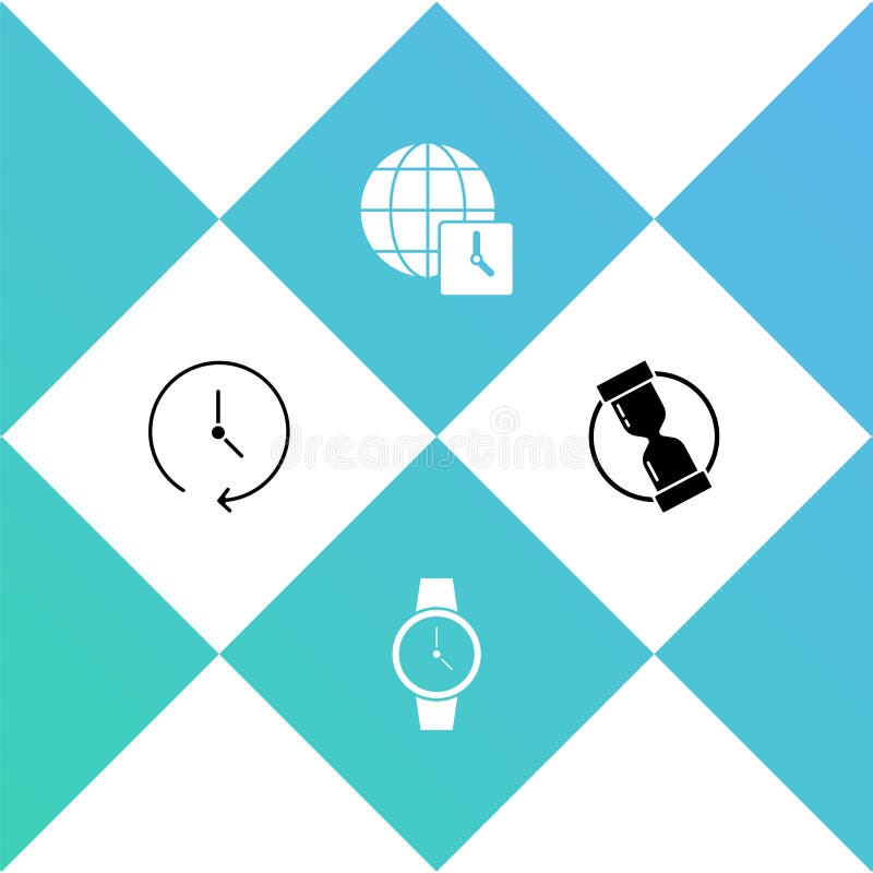 Set Clock, Wrist Watch, World Time and Old Hourglass Icon. Vector Stock ...