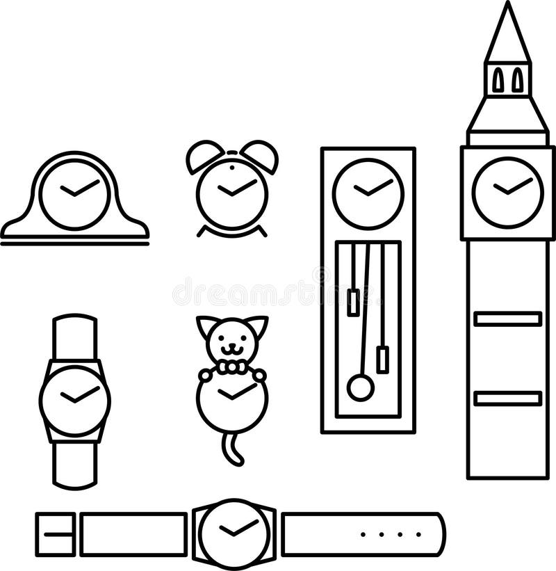 Outline Clocks Stock Illustrations – 682 Outline Clocks Stock ...