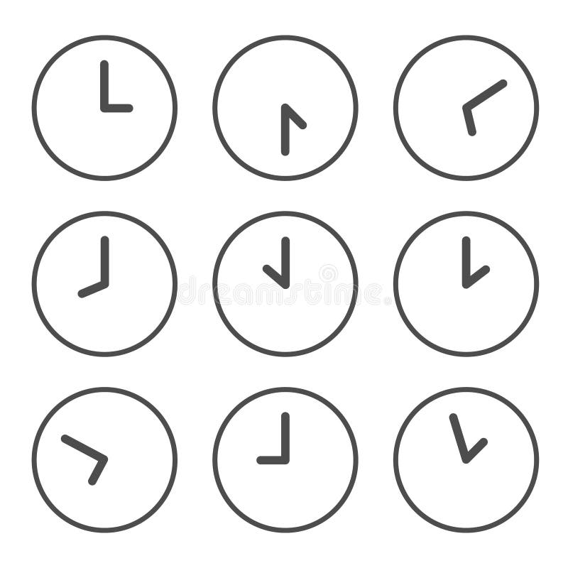 Every Hour Clock Timer Icon Set Stock Vector - Illustration of numeral ...