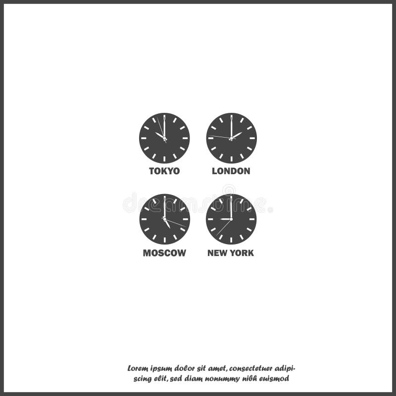 Set of Clocks Showing the Time Difference in Different Time Zones ...