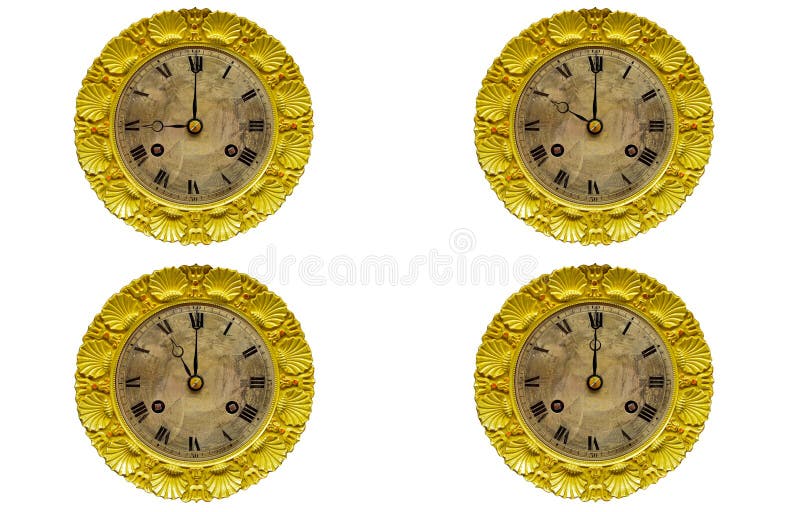 Set of Clocks Showing Time 9-12 a.m.- P.m. on a White Background Stock ...