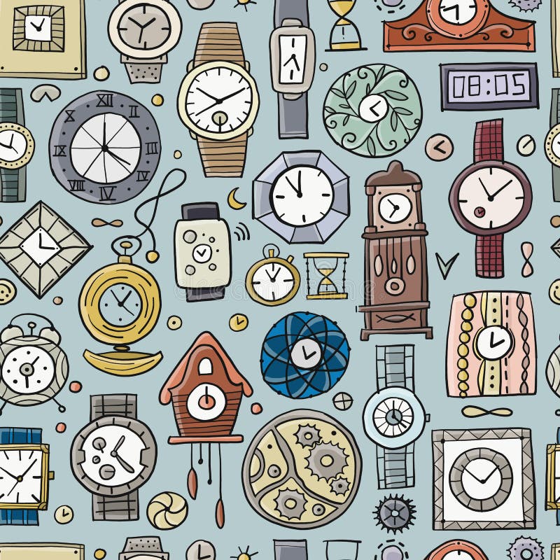 Set of Clocks and Watches in Different Style. Retro and Modern ...