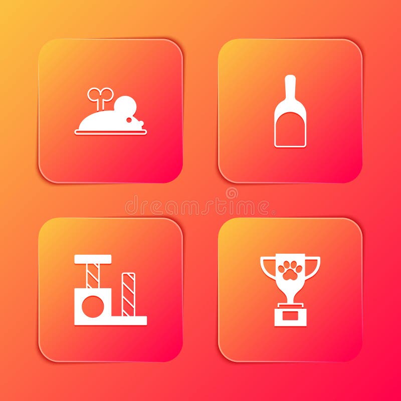 Set Clockwork Mouse, Dustpan, Cat Scratching Post and Pet Award Icon ...