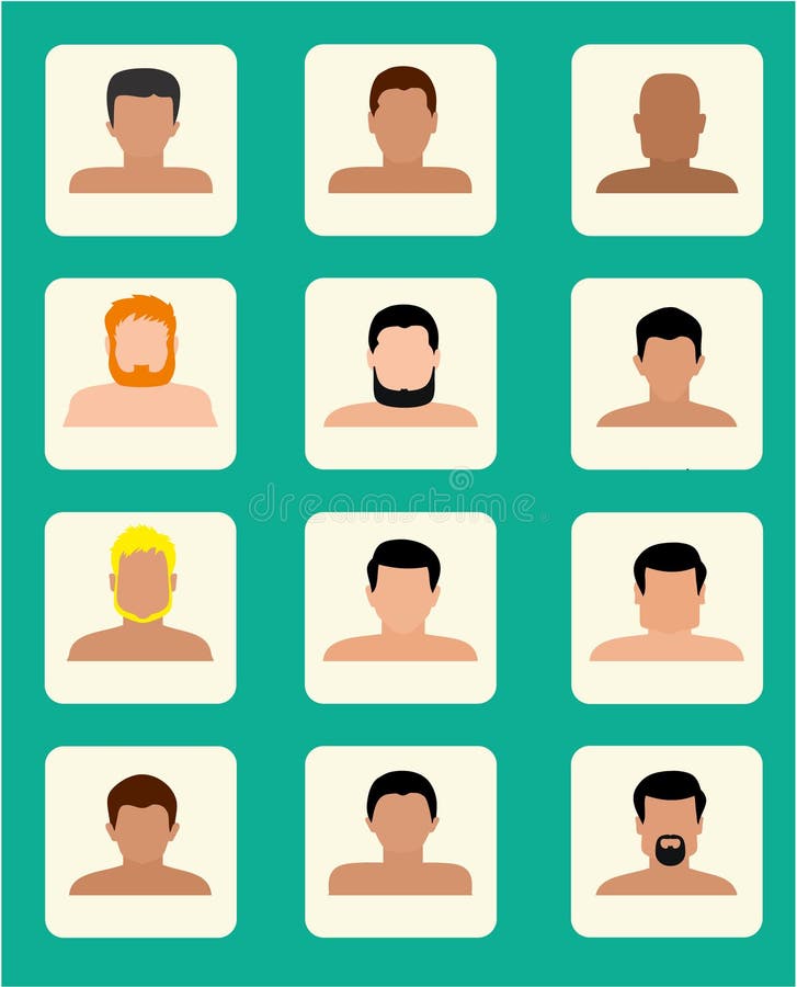 Set of Close Up Men Portraits Vector Illustrations. Stock Vector ...