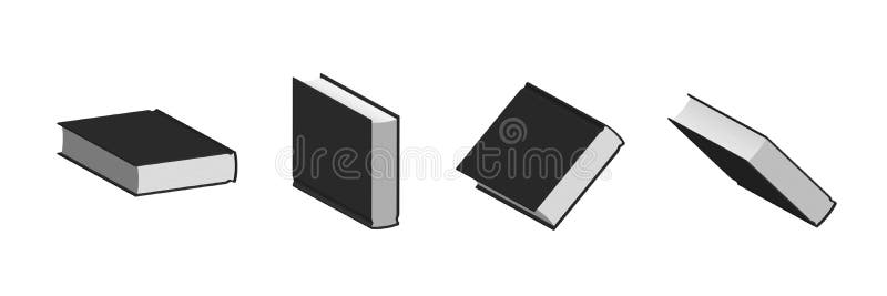 Set of Closed Black Books in Different Positions for Bookstore Stock ...