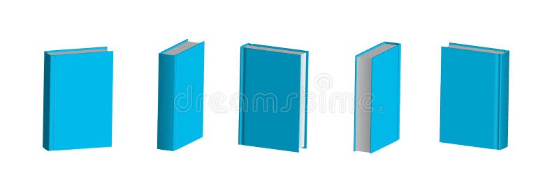 Set of Closed Blue Books in Different Positions for Bookstore Stock ...