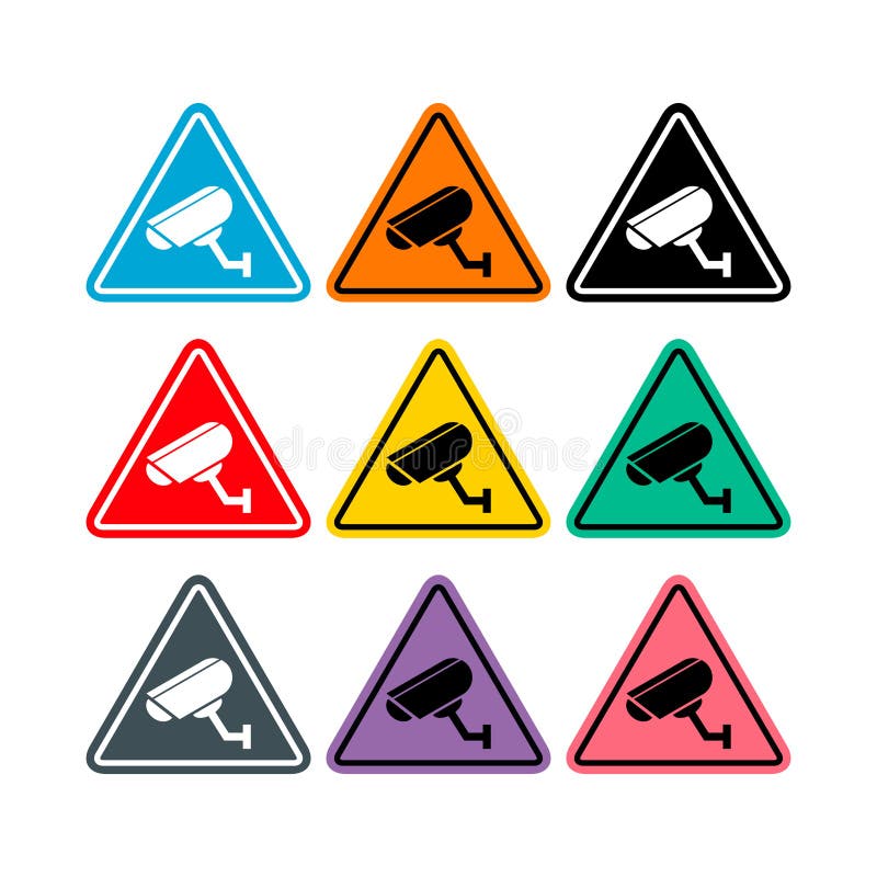 Set of Closed Circuit Television Camera Icon, CCTV Video Protection ...