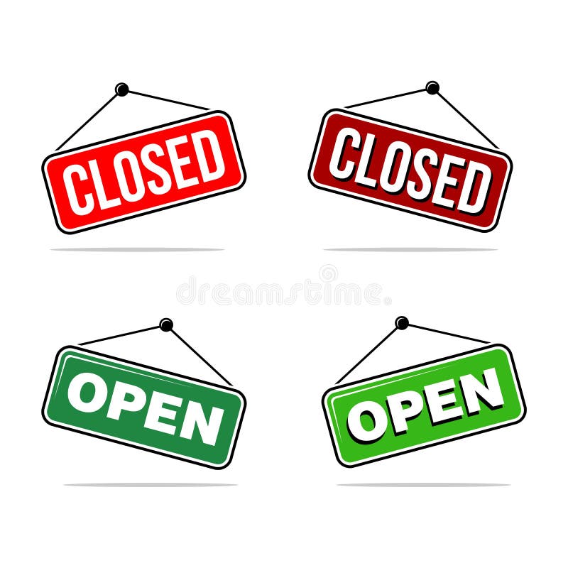 Set Closed and Open Signage Vector Template Illustration Design. Vector ...