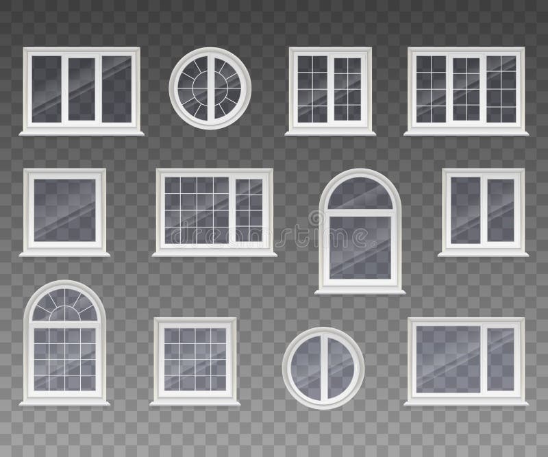 Set of Closed Square, Rectangular, Round and Arched Windows with ...