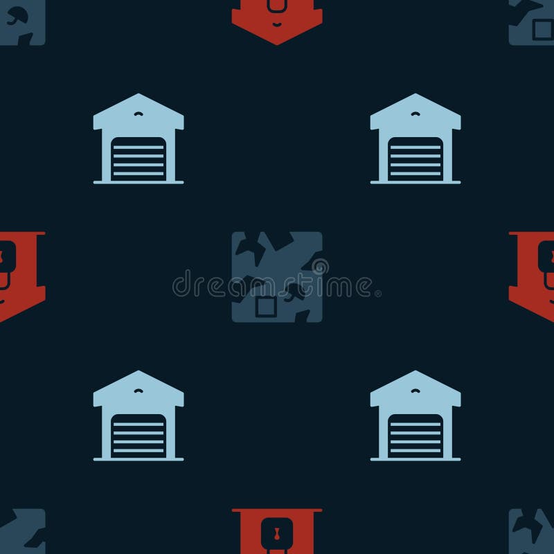Set Closed Warehouse, Broken Cardboard Box and Warehouse on Seamless ...