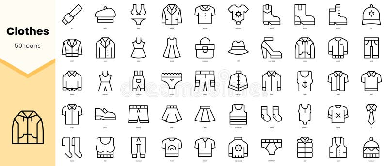 Set of Clothes Icons. Simple Line Art Style Icons Pack Stock Vector ...