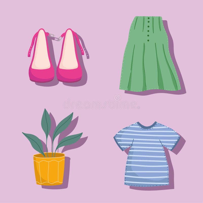 Set clothes and plant stock vector. Illustration of shirt - 225140834