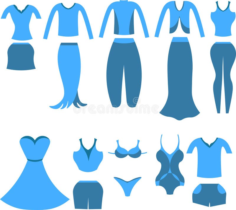 Set of Clothes for Women and Girls. Vector Illustration Stock Vector ...