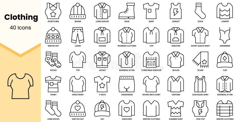 Set of Clothing Icons. Simple Line Art Style Icons Pack Stock Vector ...