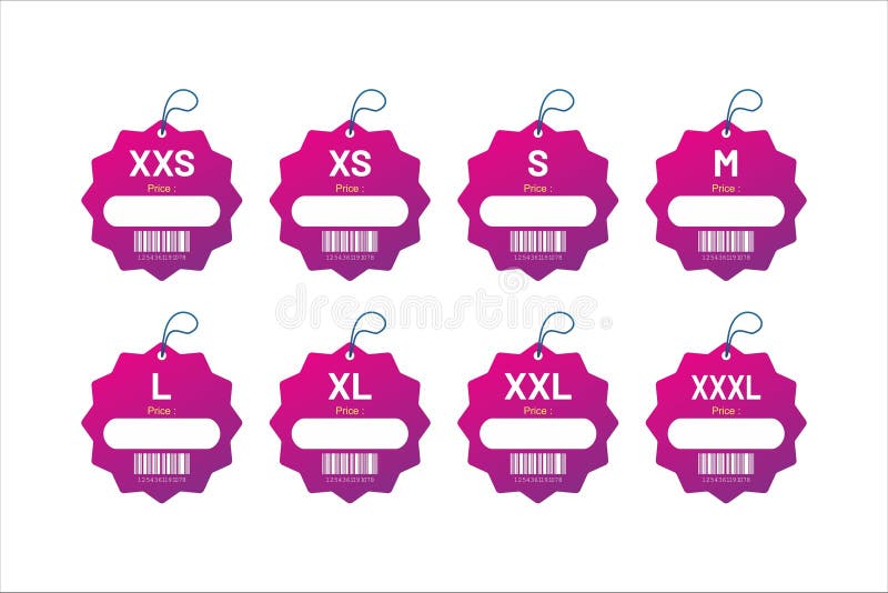 Set Clothing Size Label Clothing Neck Label Tag Stock Illustration ...