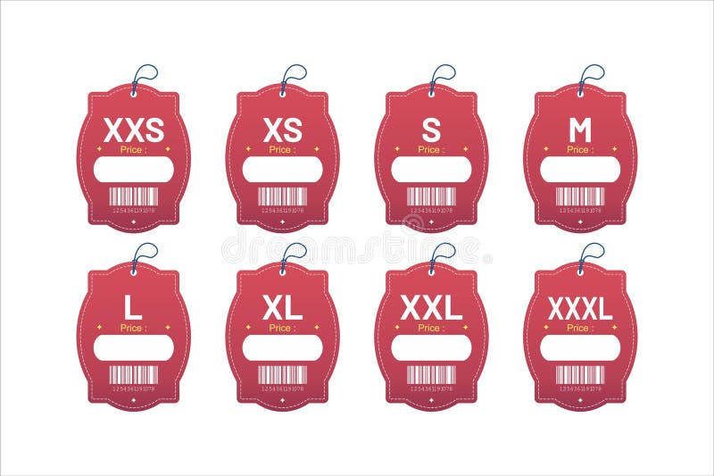 Set Clothing Size Label Clothing Neck Label Tag Stock Illustration ...
