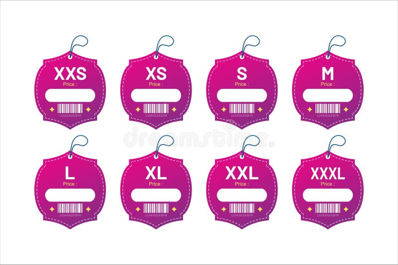 Set Clothing Size Label Clothing Neck Label Tag Stock Illustration ...