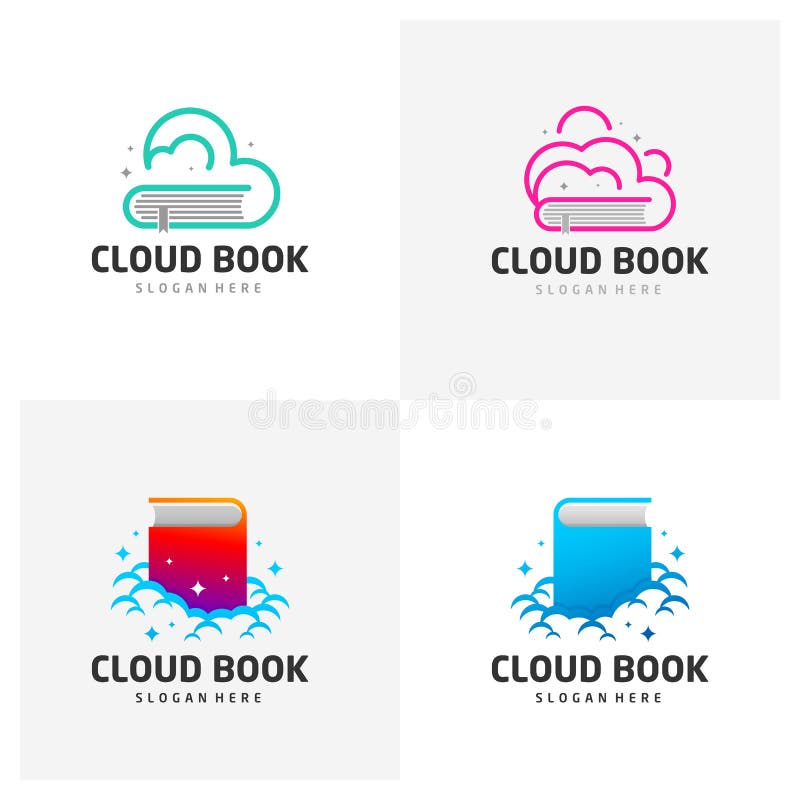 Cloud Book Logo Design Vector Template for Online Education, Library ...