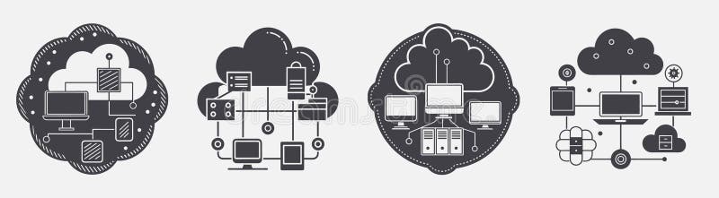 Set Cloud Computing Design, Platform Service Security Infrastructure Stock Illustration ...