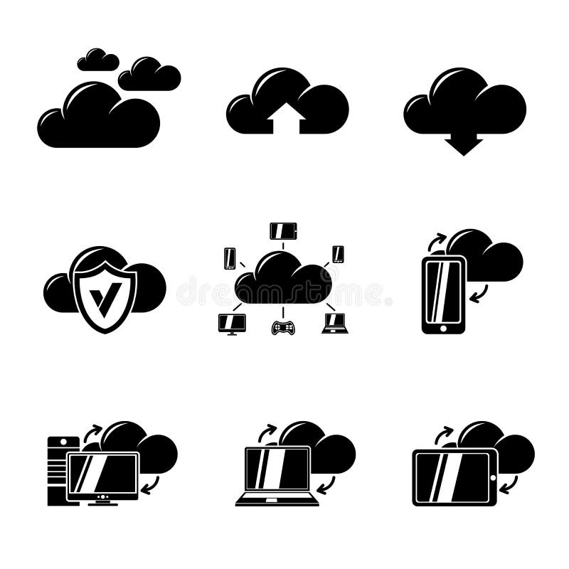 Set of Cloud Computing Icons. Vector Stock Vector - Illustration of ...