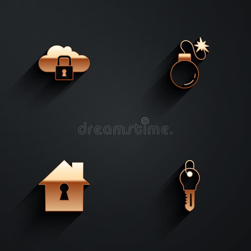 Set Cloud Computing Lock, Bomb, House Under Protection and Key Icon ... Set Cloud Computing Lock, Bomb, House Under Protection and Key Icon ...