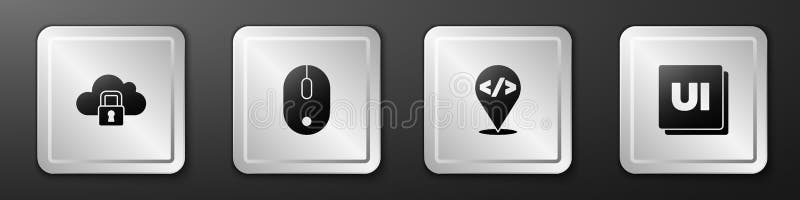 Set Cloud Computing Lock Computer Mouse Front End Development And Ui