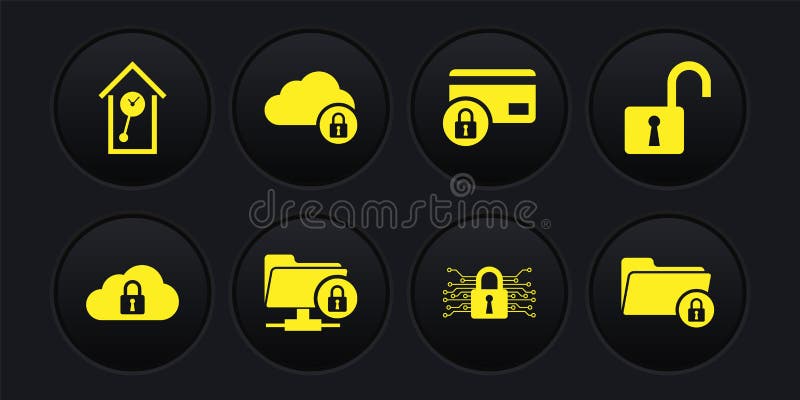 Set Cloud Computing Lock Open Padlock Ftp Folder En Cyber Security ... Set Cloud Computing Lock Open Padlock Ftp Folder En Cyber Security ...
