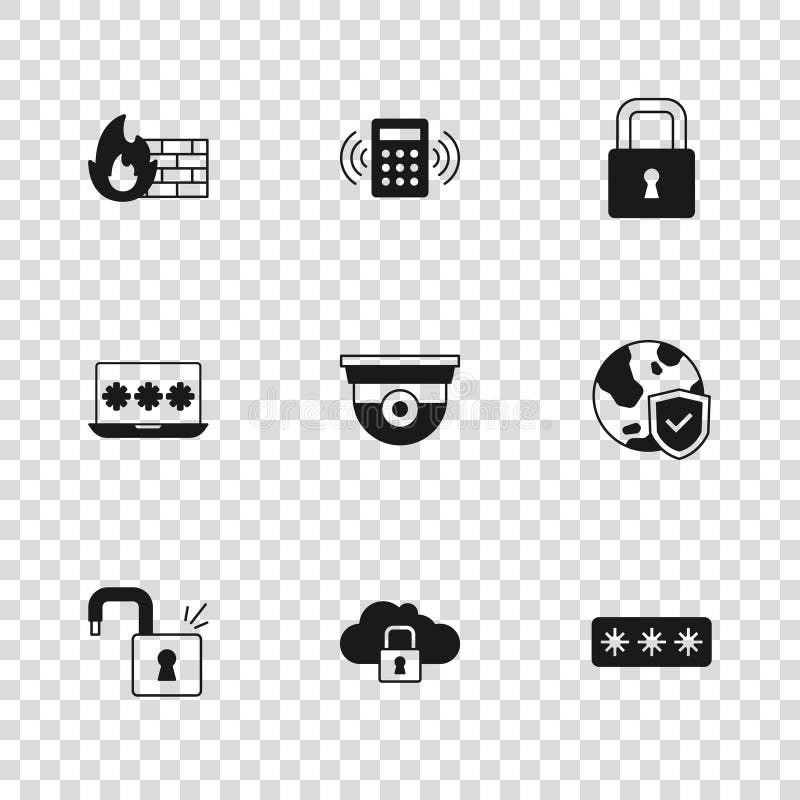 Set Cloud Computing Lock, Shield with World Globe, Password Protection ... Set Cloud Computing Lock, Shield with World Globe, Password Protection ...