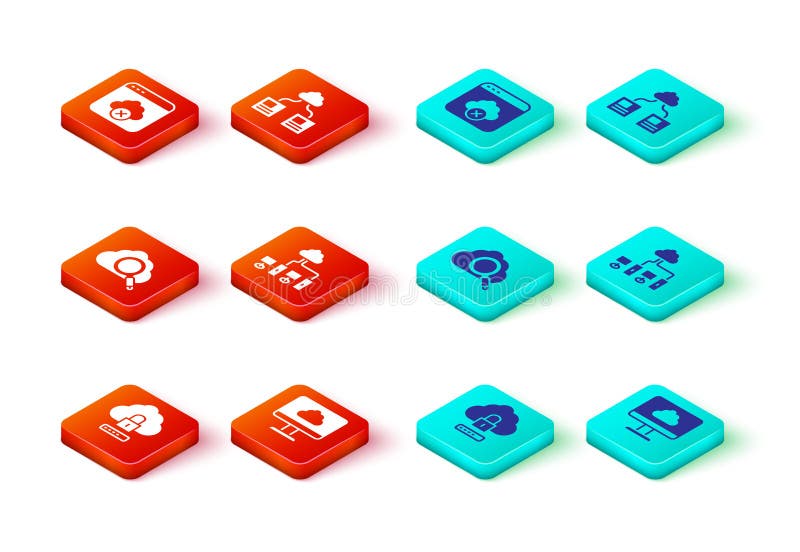 Set Cloud Computing Lock, Technology Data Transfer, Search Cloud, Computer Network, and Failed ...