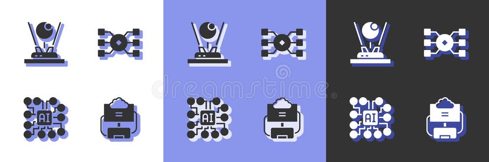 Set Cloud Database, Hologram, Neural Network and Icon. Vector Stock Vector - Illustration of ...