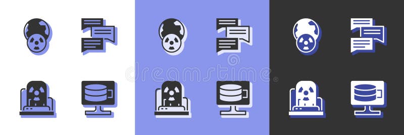 Set Cloud Database, Planet Earth and Radiation, Radioactive Warning ...