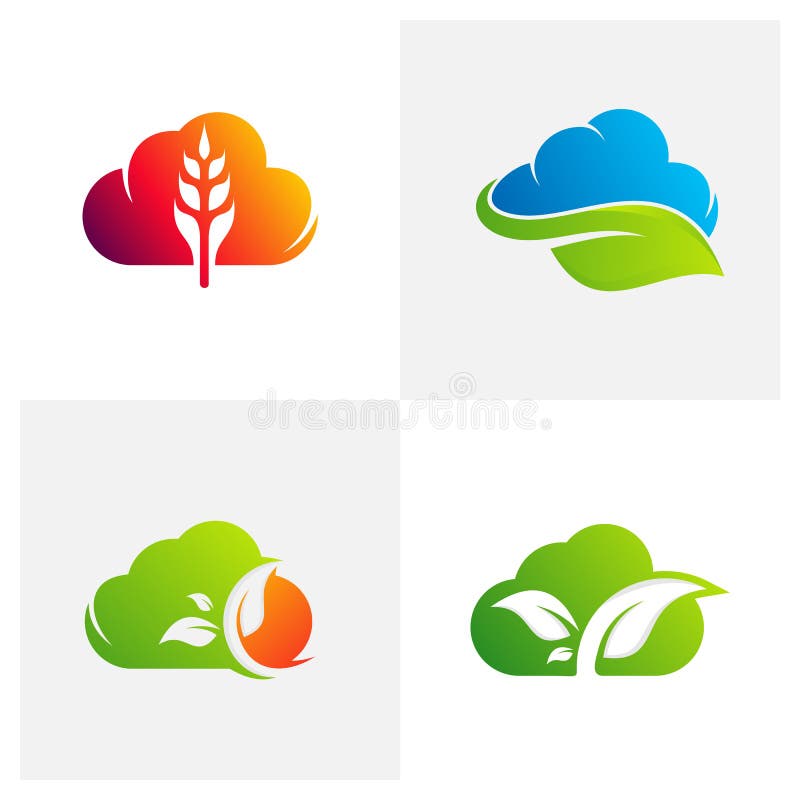 Set of Cloud Farm Logo Design Vector Template. Farm Logo Concept Stock ...